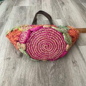 Cappelli Straworld | Bags | Colorful Floral Patterned Straw Handbag ...